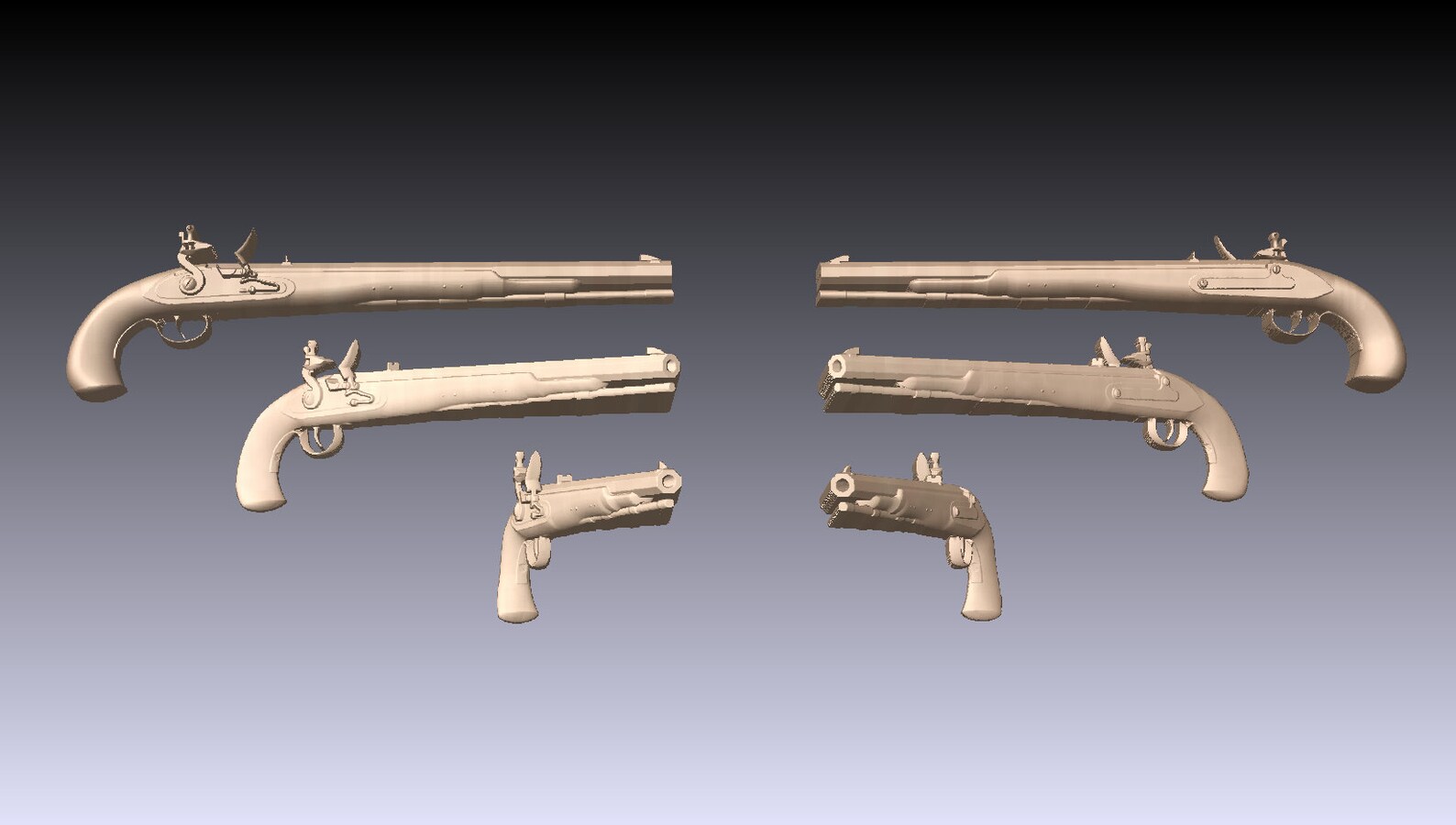 6 X Flintlock Musket Pistol Reliefs 2A 2nd Amendment 3D STL* Model for ...
