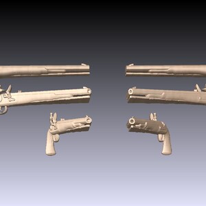 6 X Flintlock Musket Pistol Reliefs 2A 2nd Amendment 3D STL* Model for ...
