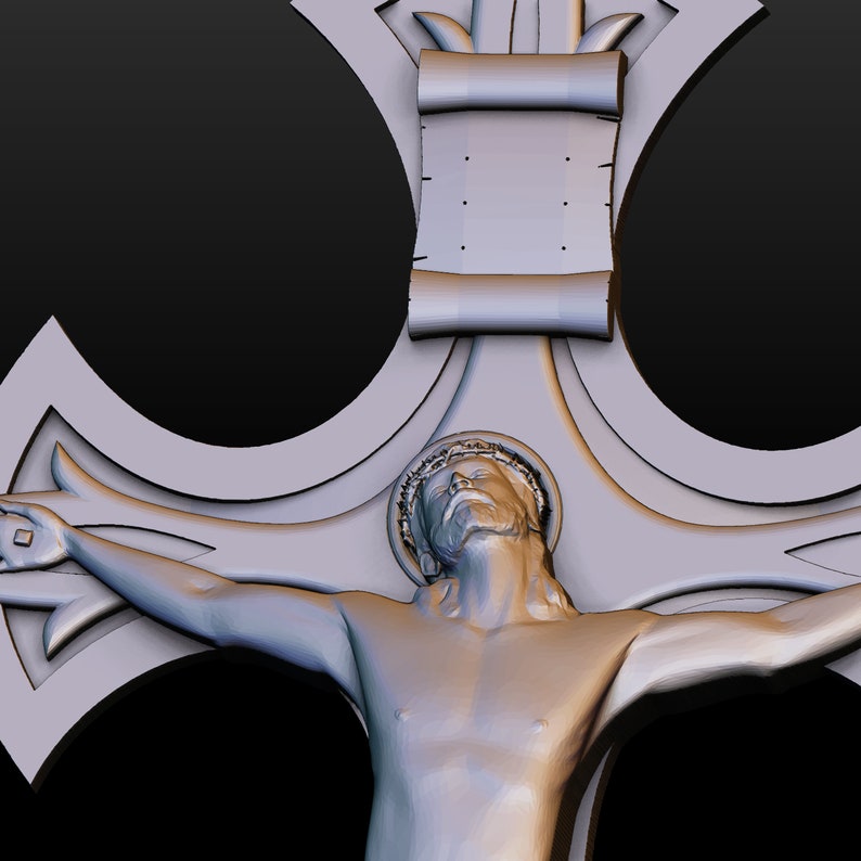 Crucifix Cross Model Relief Reliefs 3D STL Model for CNC Router ...
