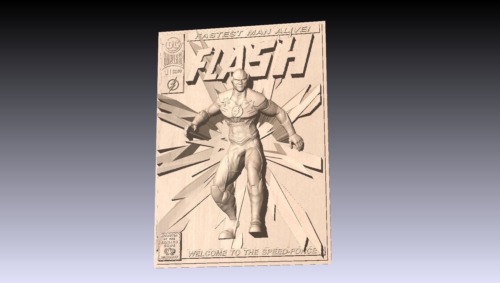 The Flash Comic Book Cover Reliefs 3D STL Model for CNC Router Engraver ...