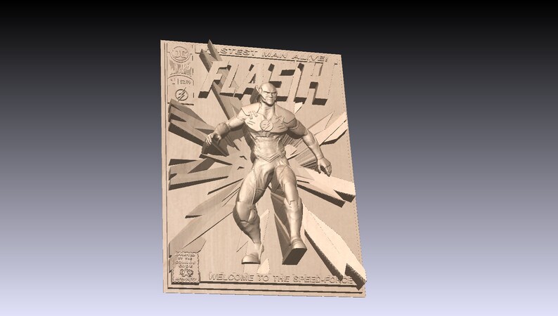 The Flash Comic Book Cover Reliefs 3D STL Model for CNC Router Engraver ...