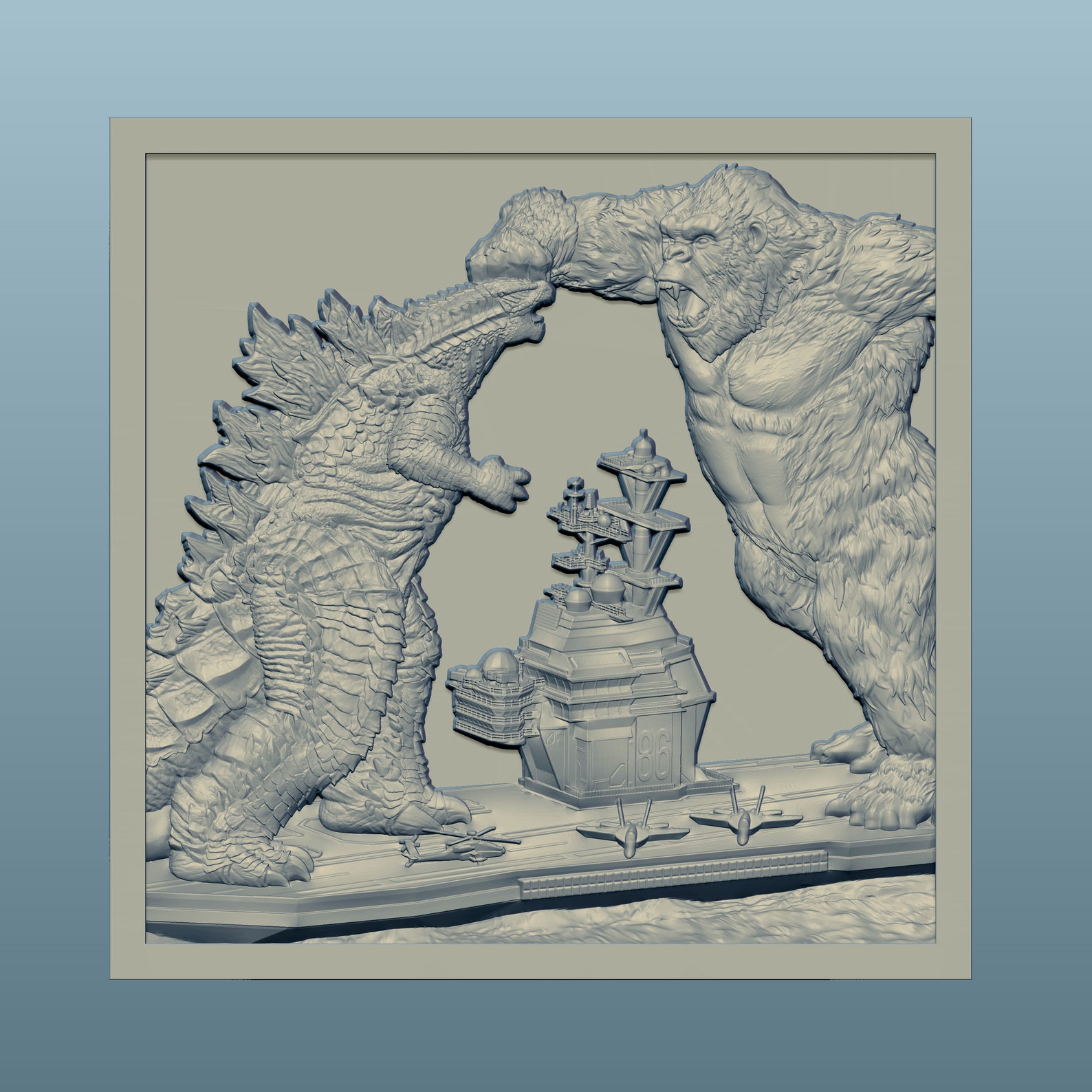 Godzilla Vs Kong Reliefs 3D STL* Model for CNC Router Engraver Carving ...