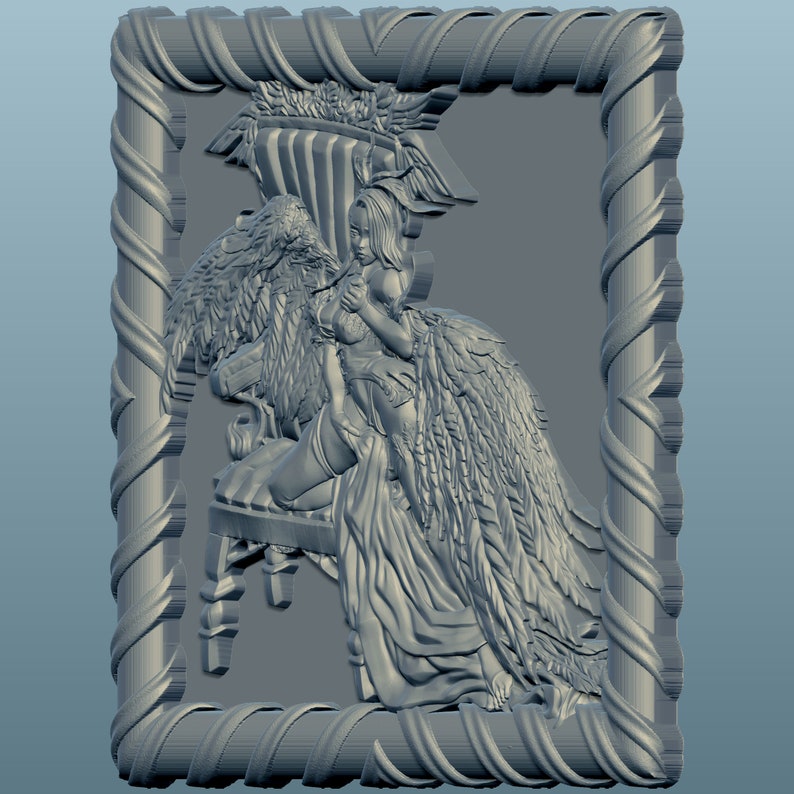 Girl Wings Reliefs 3D STL Model for CNC Router Engraver Carving Machine Relief Artcam Aspire Cnc ...