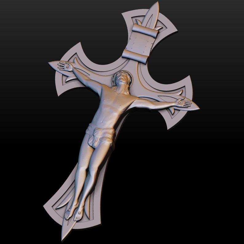 Crucifix Cross Model Relief Reliefs 3D STL Model for CNC Router ...