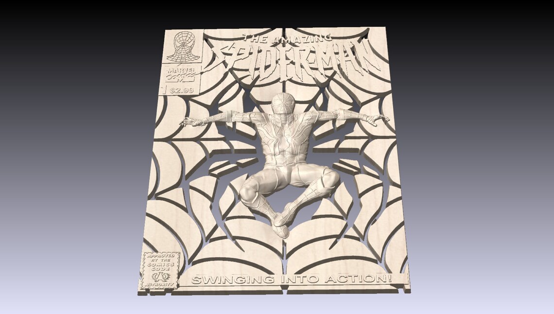 Cover Comic Spider Reliefs 3D STL Model for CNC Router Engraver Carving ...