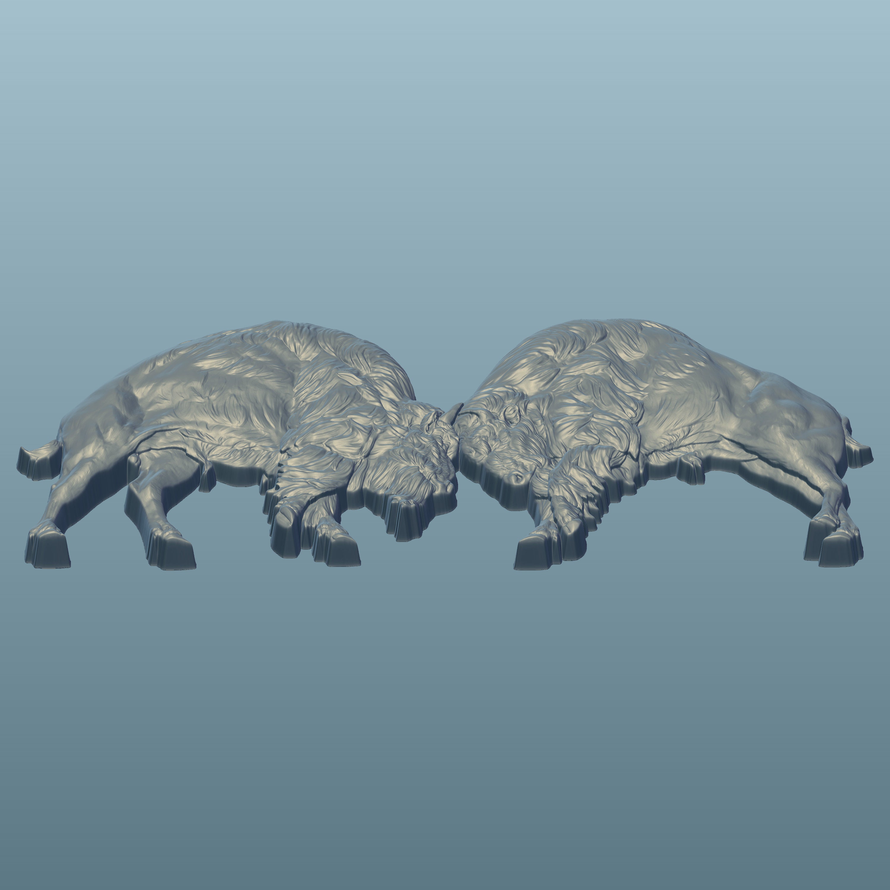 Bison Fight Reliefs 3D STL* Model for CNC Router Engraver Carving ...