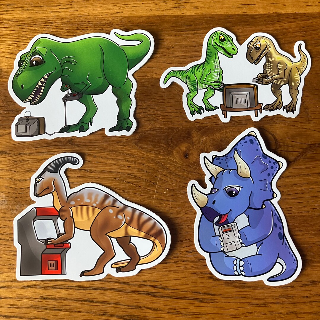 Dinosaur Gamer Sticker Set - Etsy