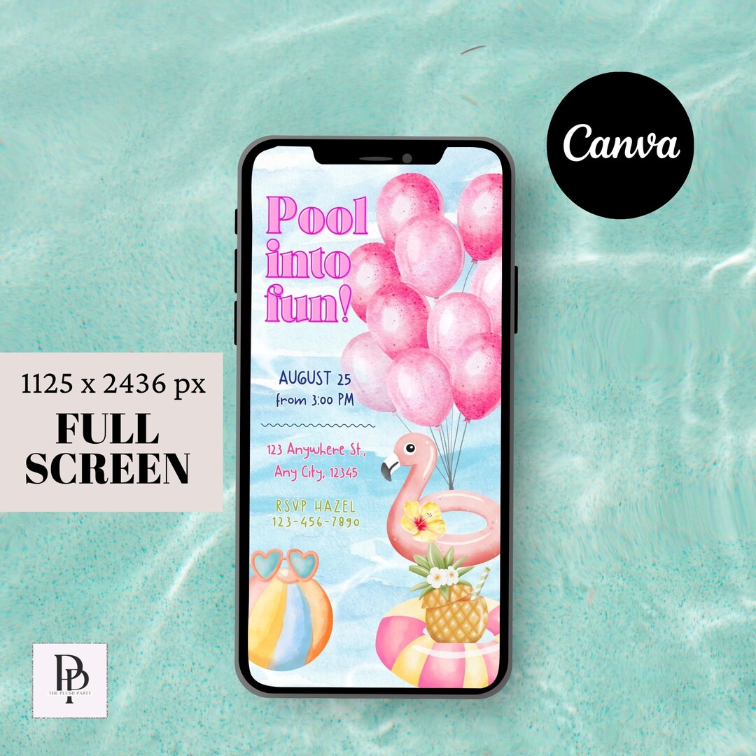 Pool Party Invitation, Text Invitation, iPhone Invitation, Summer ...