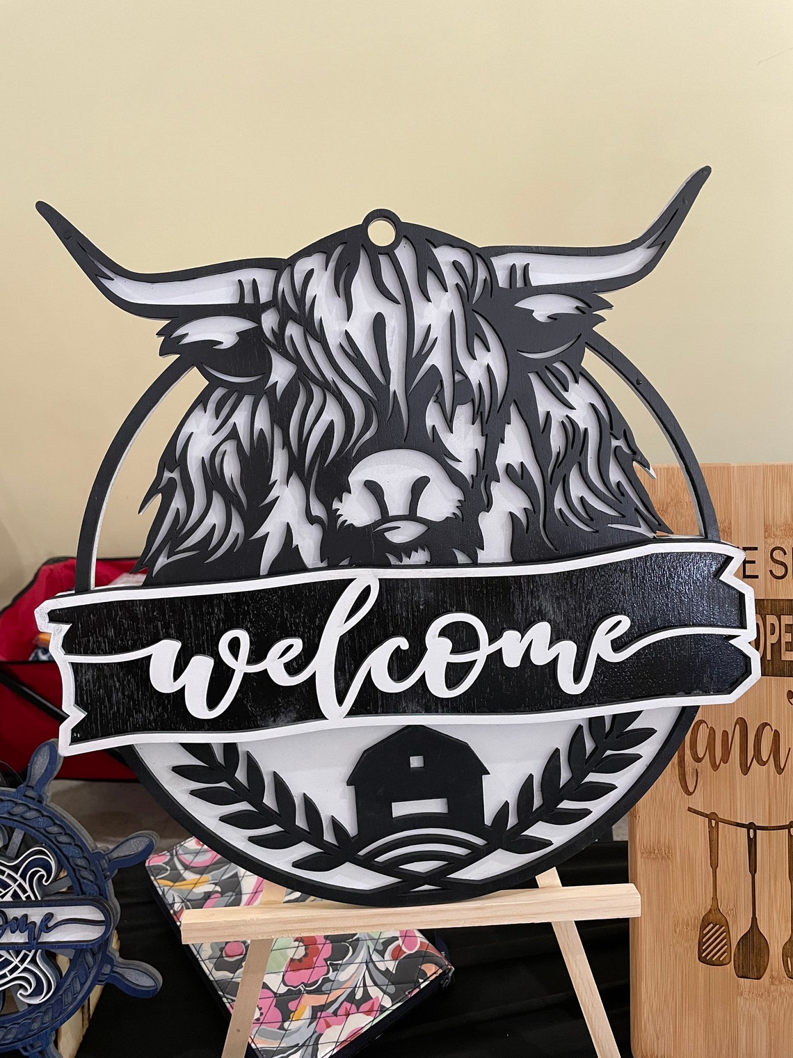 Highland Cow Welcome Front Door Sign - Etsy Canada