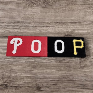 Philadelphia Phillies "poop" Game Wood Sign | Iconic Baseball Meme ...