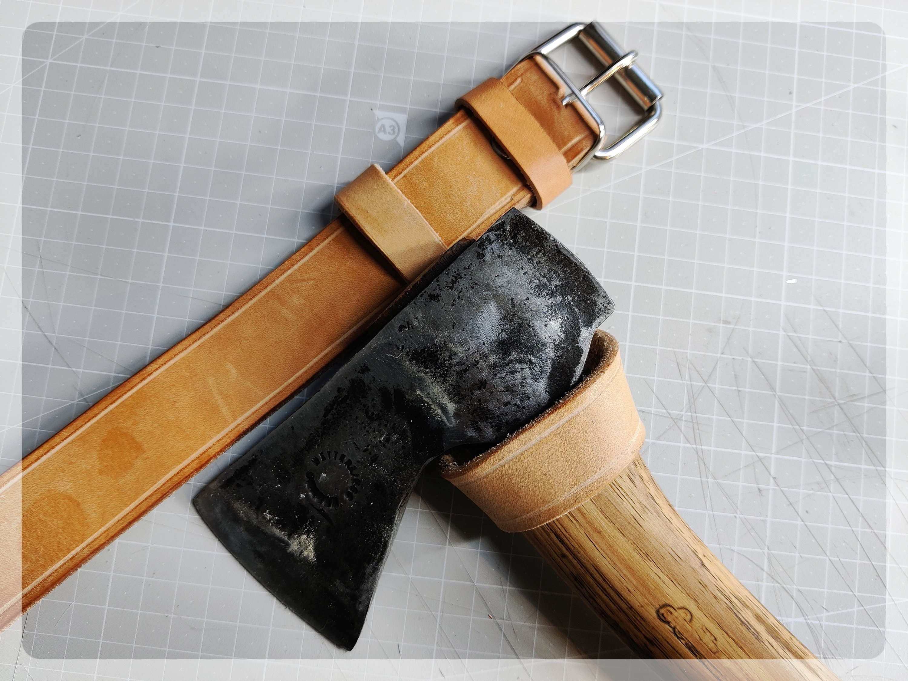 Leather Axe Belt Loop Handmade Leather Bushcraft Belt Axe Holder ...