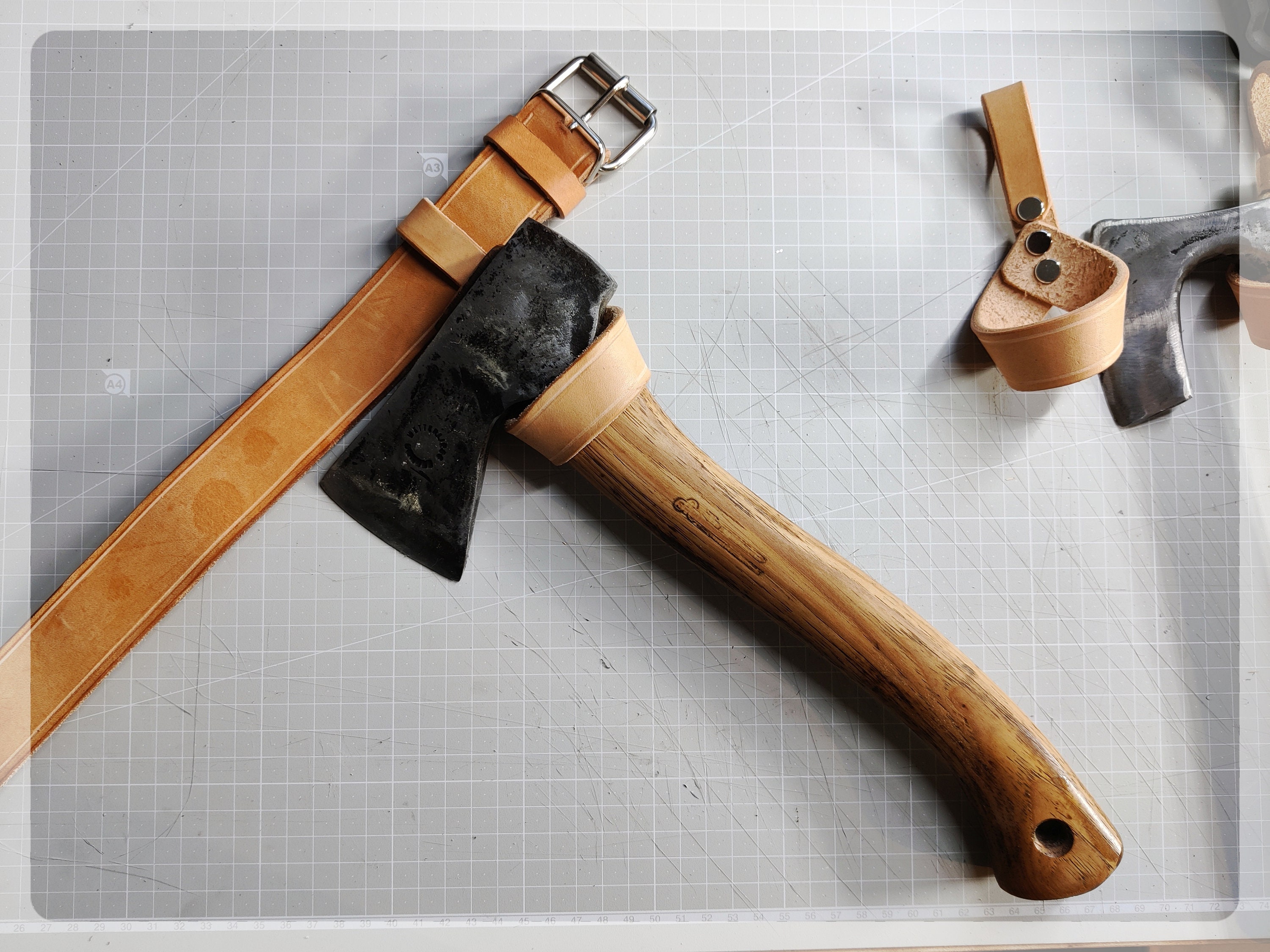 Leather Axe Belt Loop Handmade Leather Bushcraft Belt Axe Holder ...