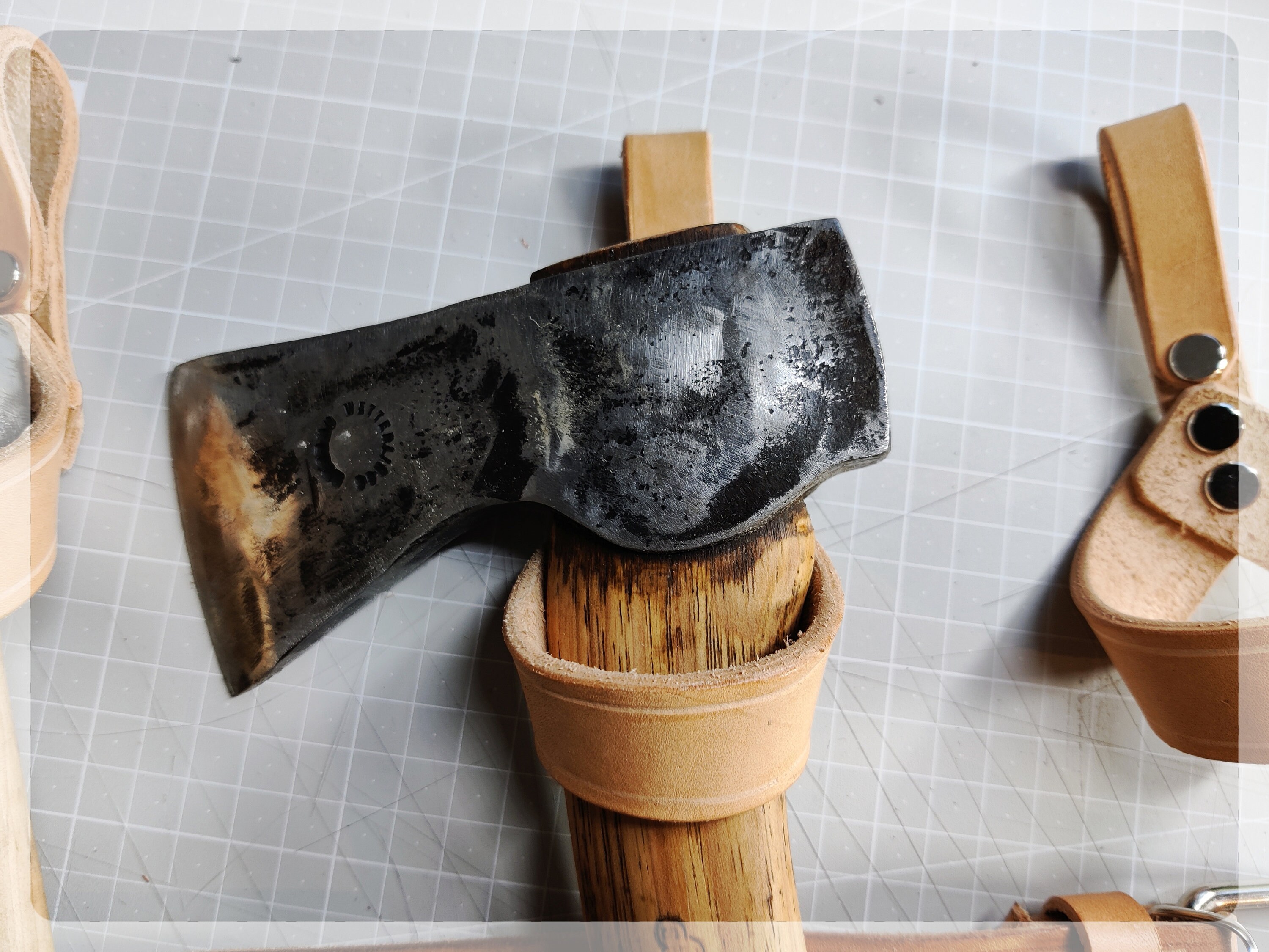 Leather Axe Belt Loop - Handmade Leather - Bushcraft Belt - Axe Holder ...
