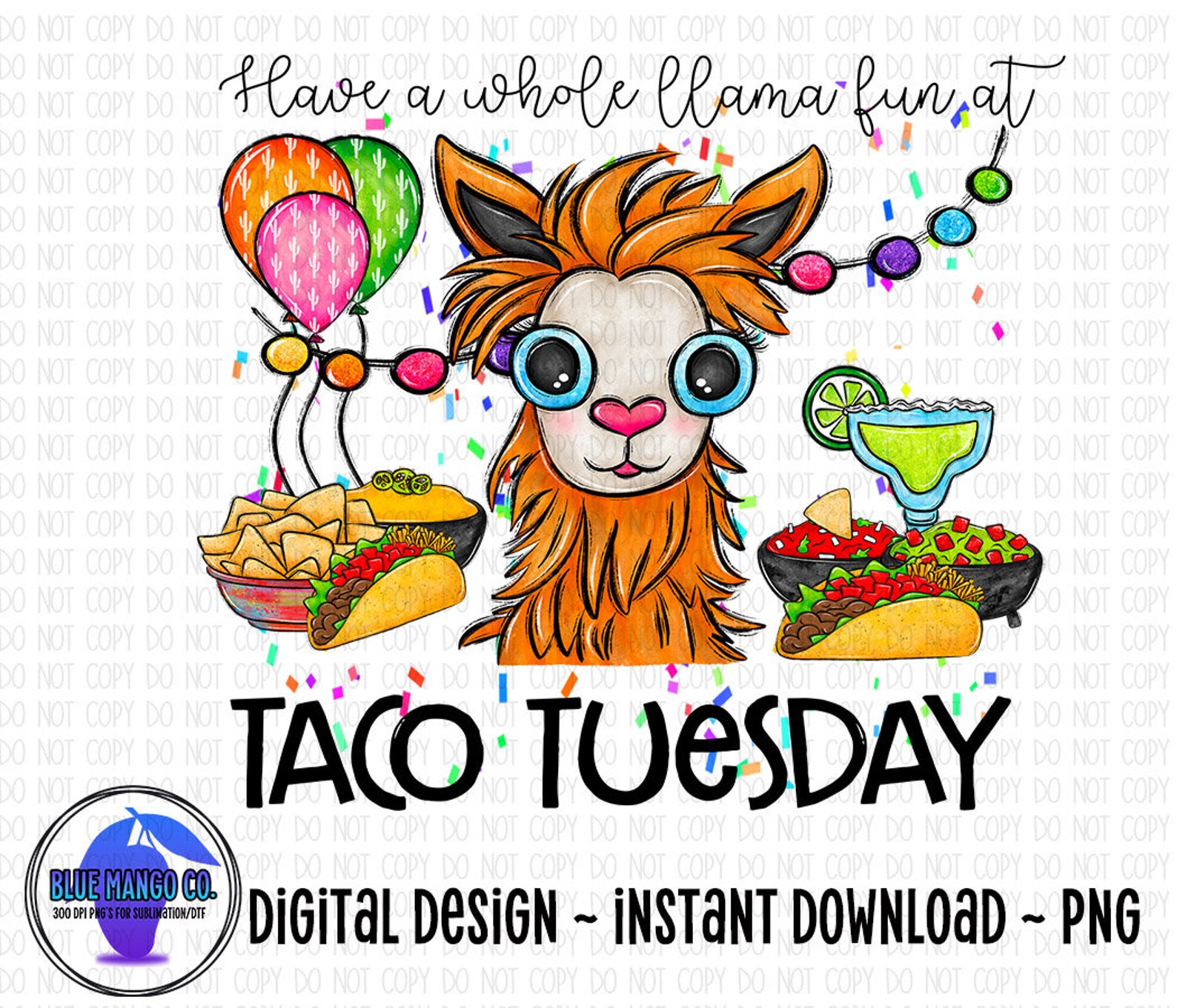 2 Files TACO TUESDAY Design Taco Tuesday PNG Llama Design - Etsy
