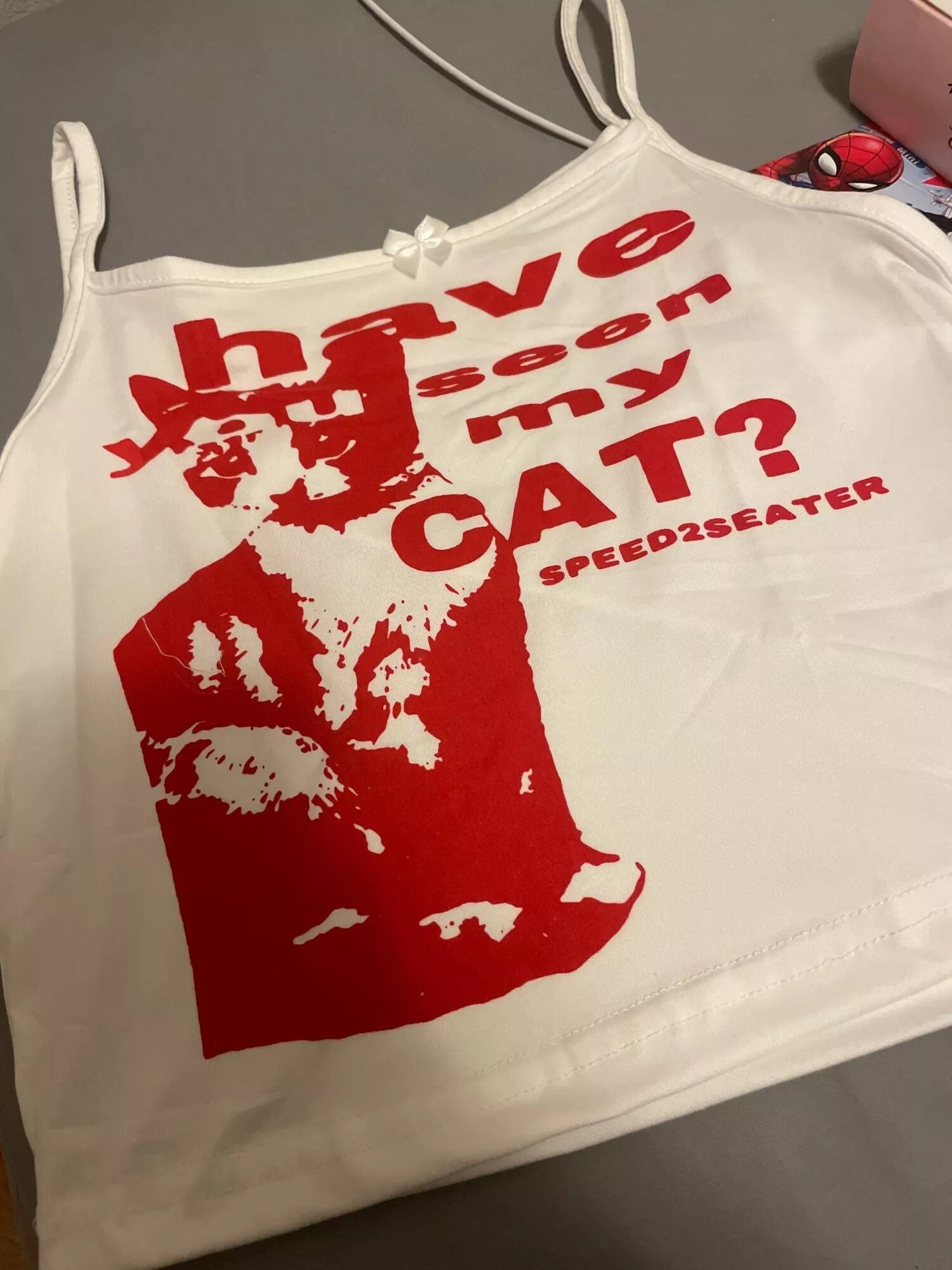 Cat Graphic White Cami Top - Etsy UK