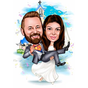 Funny Wedding Caricature for Couple Cartoon Drawing Portrait Gift for ...