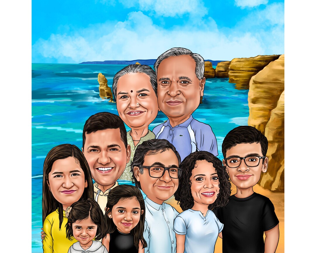 Family Cartoon Portraits, Family Portrait Caricature, Family Gift ...