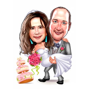 Funny Wedding Caricature for Couple Cartoon Drawing Portrait Gift for ...