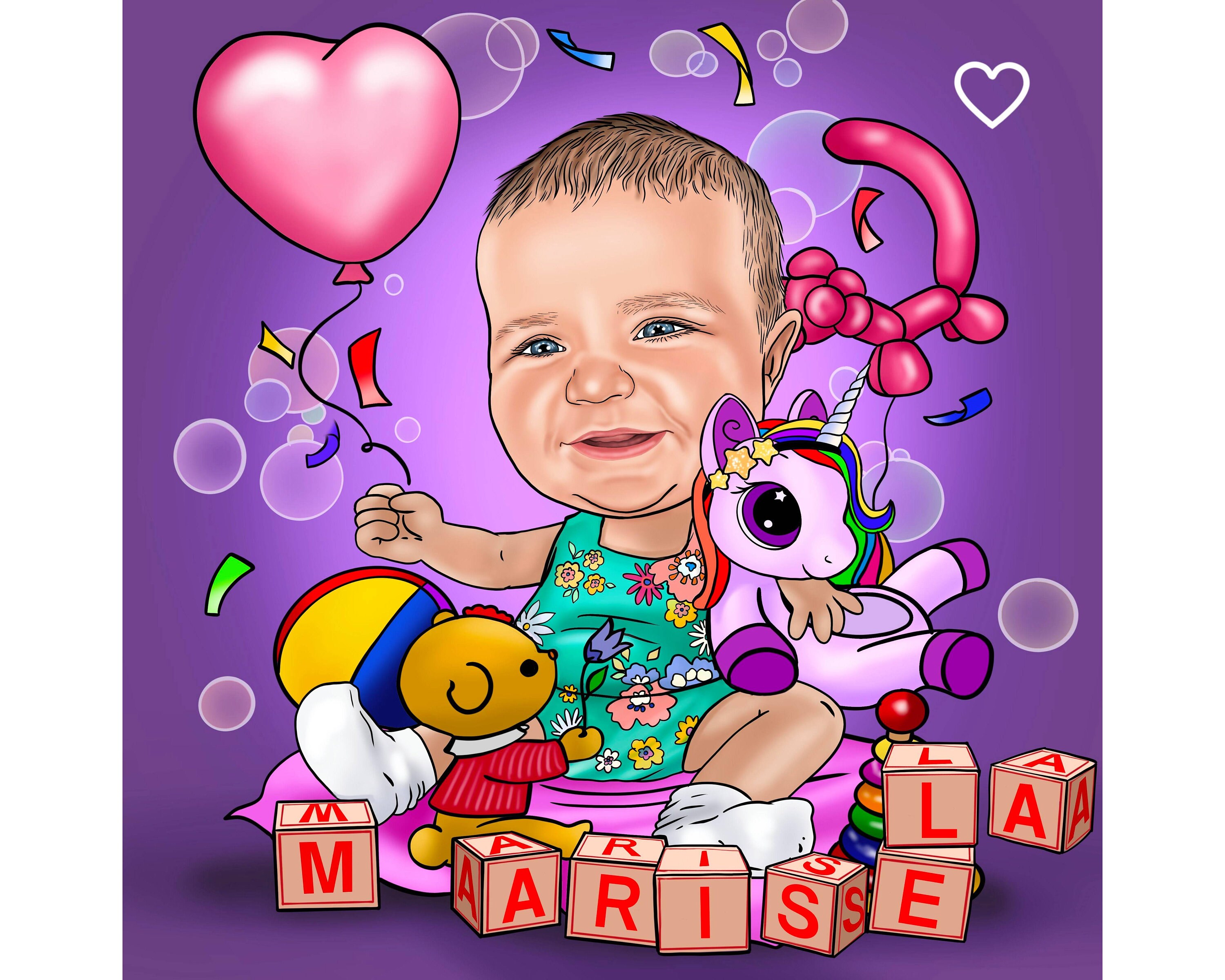 Kid Caricature From Photos Custom Baby Cartoon Portrait - Etsy