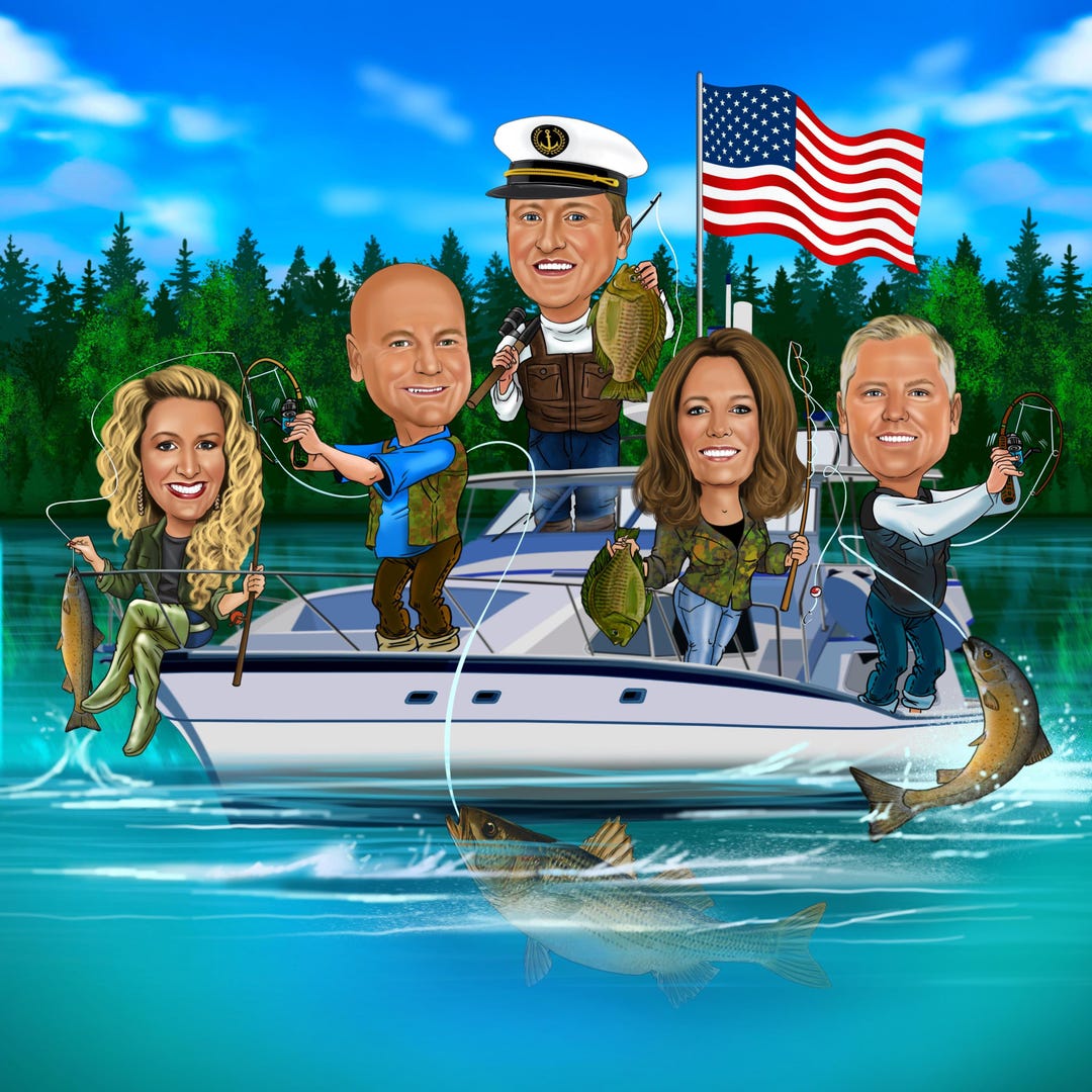 Caricature From Photo, Group Cartoon Portrait, Custom Group Caricature ...