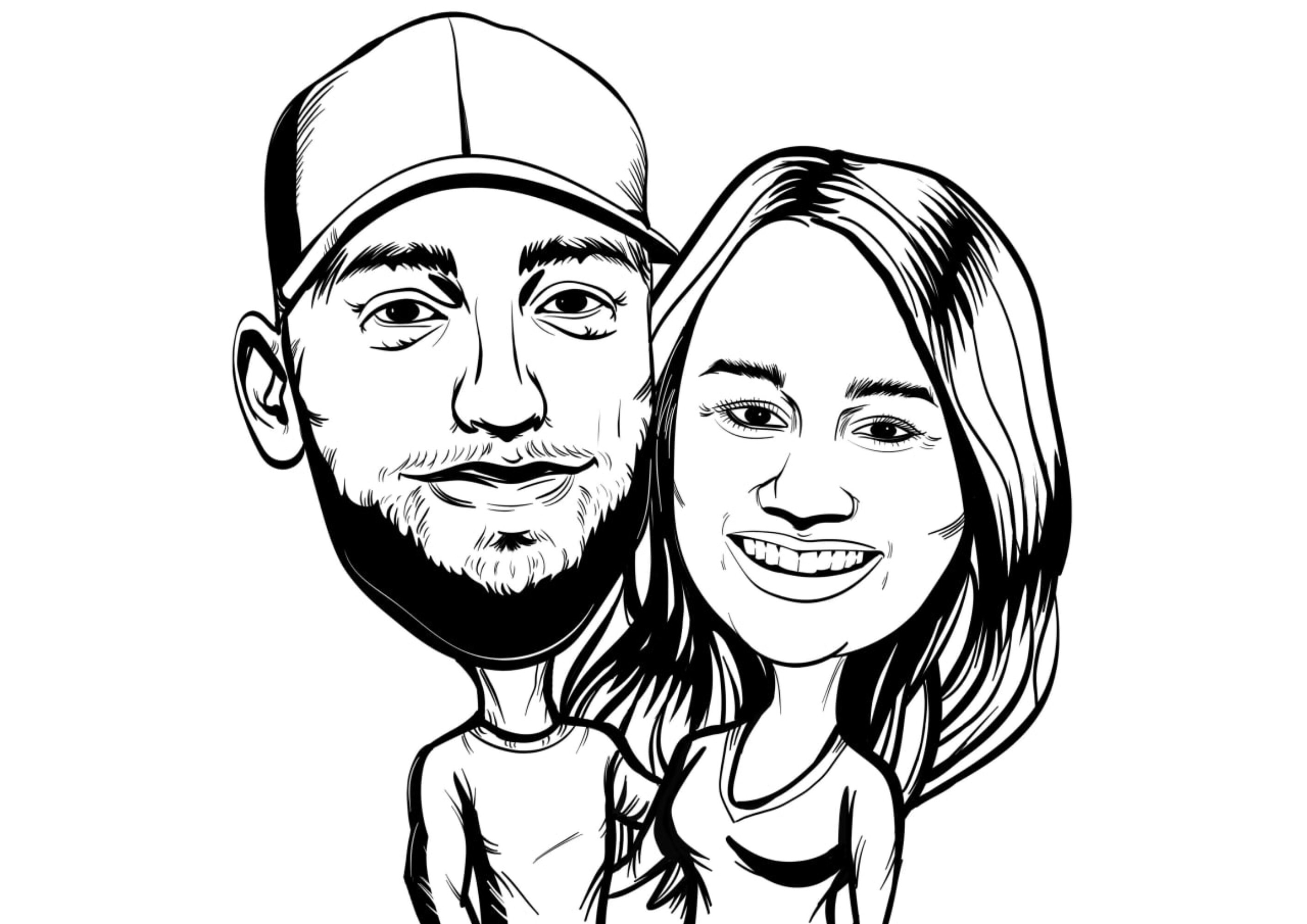 Personalized Line Art Gift Outline Caricature Line Drawing - Etsy