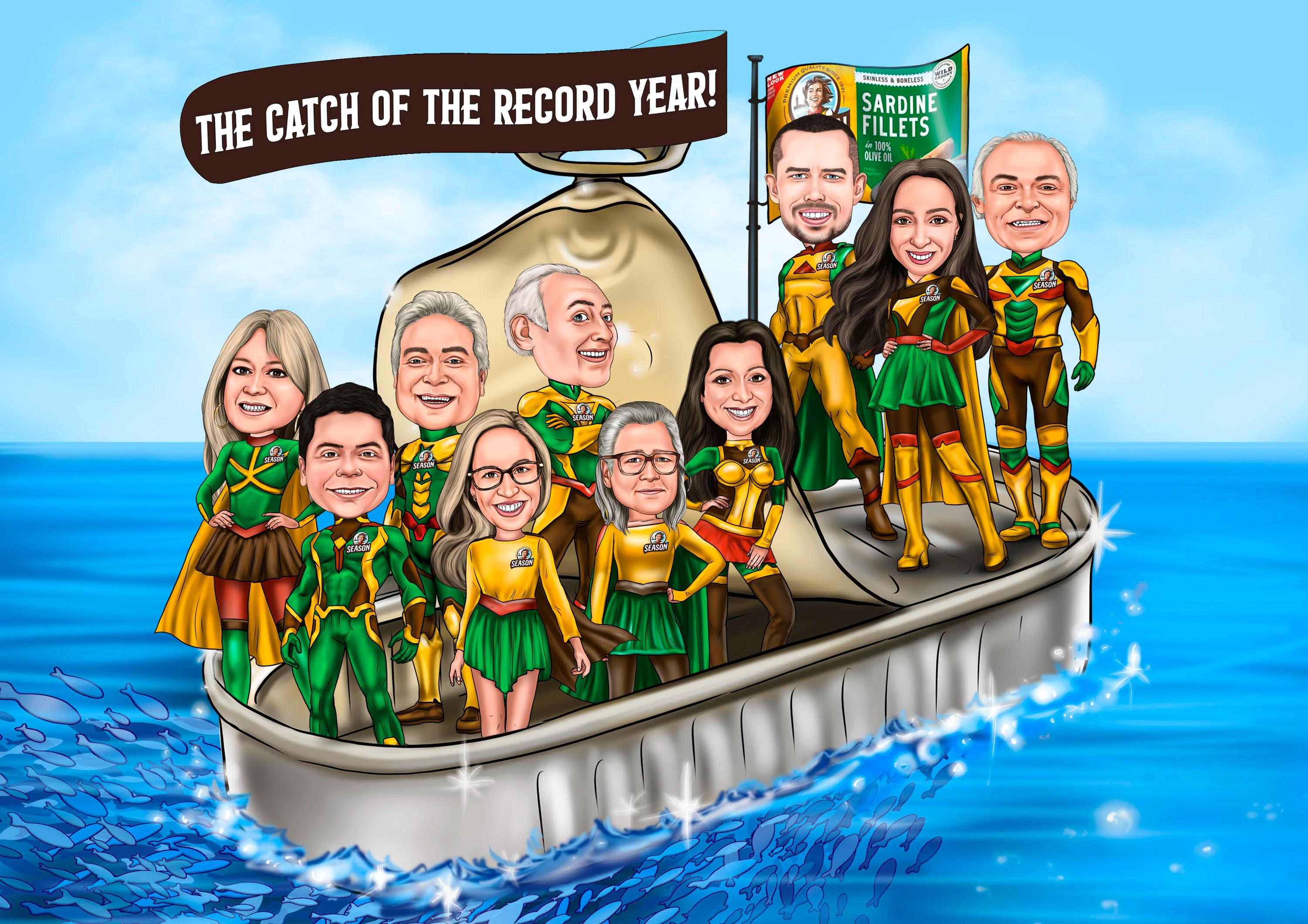 Custom Group Caricature From Photo | Hand-drawn Digital Art | Team ...