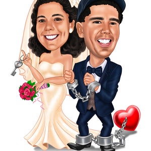 Funny Wedding Caricature for Couple Cartoon Drawing Portrait Gift for ...