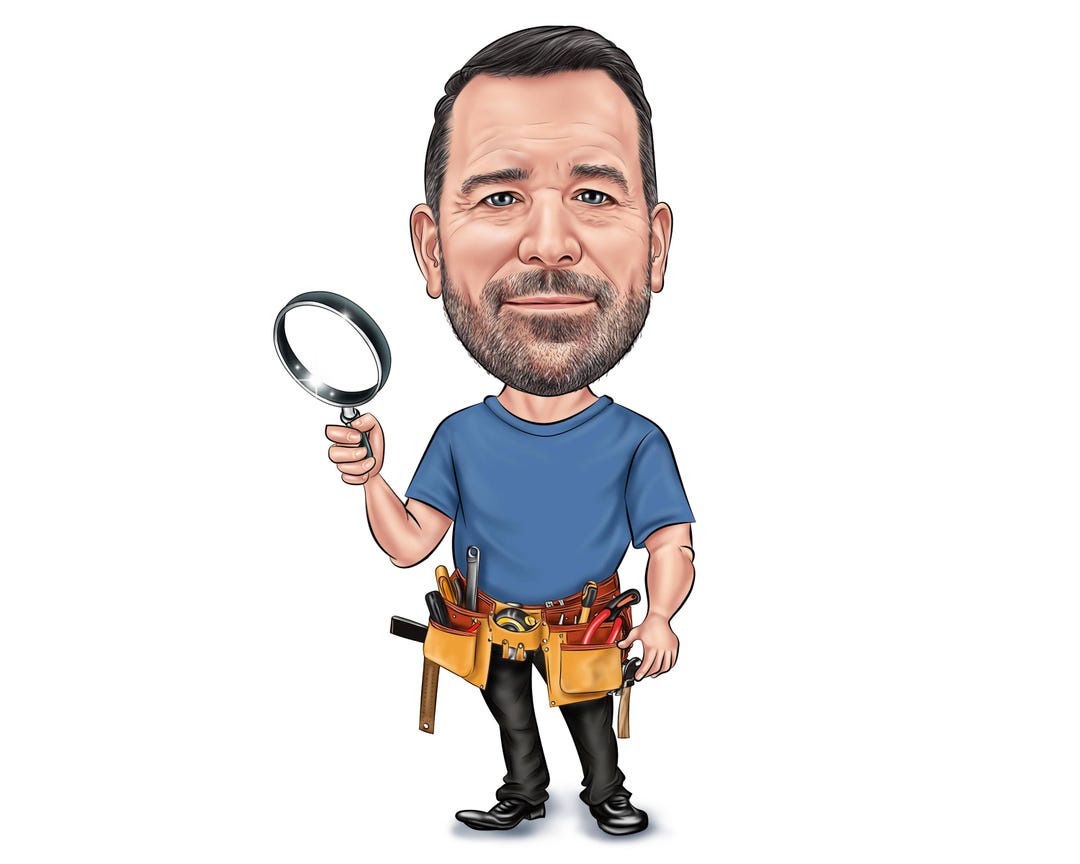Handyman Caricature, Handyman With Tools Caricature Gift, Funny ...