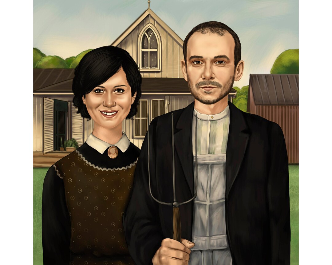 American Gothic Custom Portrait From Photo, American Gothic Parody ...