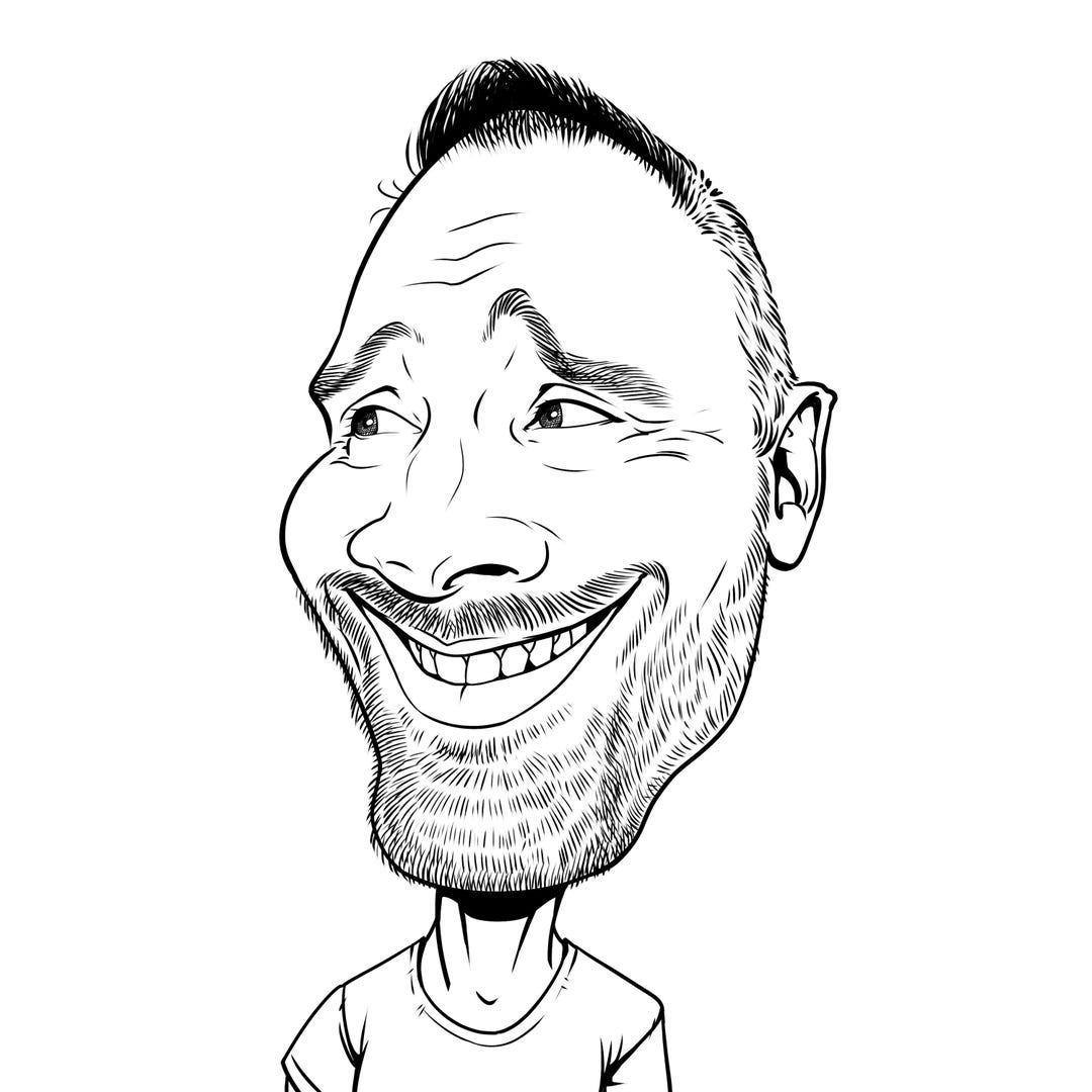 Personalized Line Sketch Portrait Gift, Outline Caricature Drawing ...