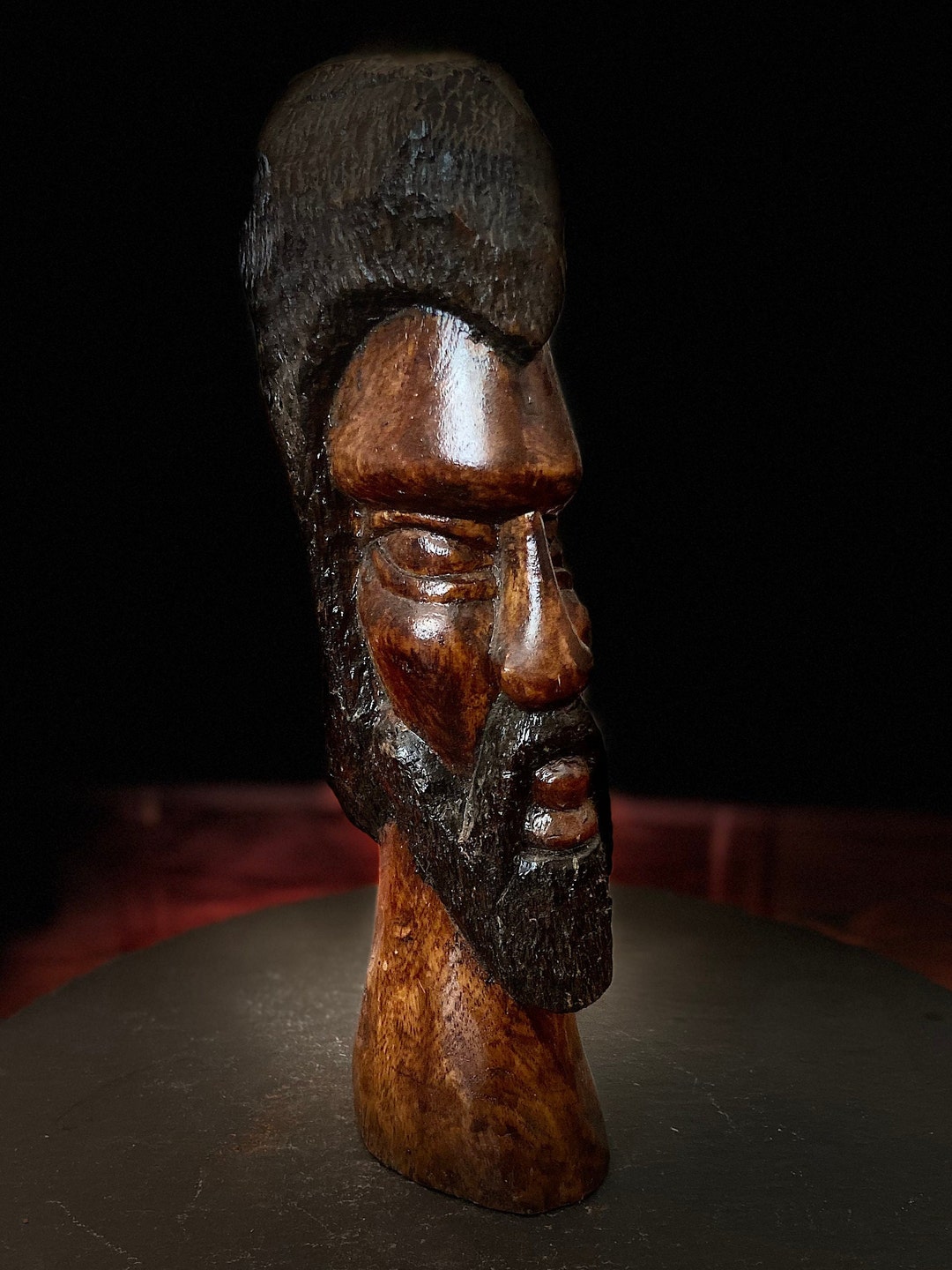 HANDCARVED MANS' FACE - Solid Piece of Wood Carving - Etsy