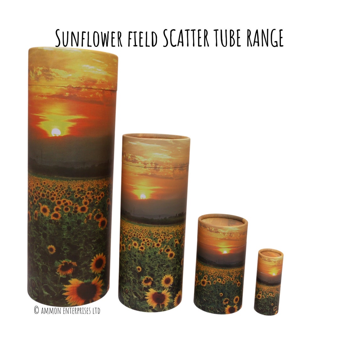 Sunflower Fields Scatter Tube: Biodegradable Cremation Urn With ...