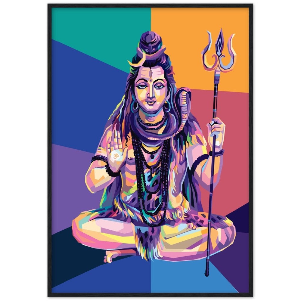 Lord Shiva Retro Wall Art | Shiva Wall Decor | Hindu Art | Hindu God ...