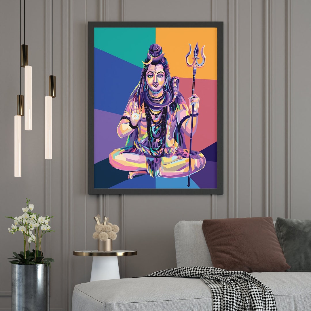 Lord Shiva Retro Wall Art Shiva Wall Decor Hindu Art - Etsy