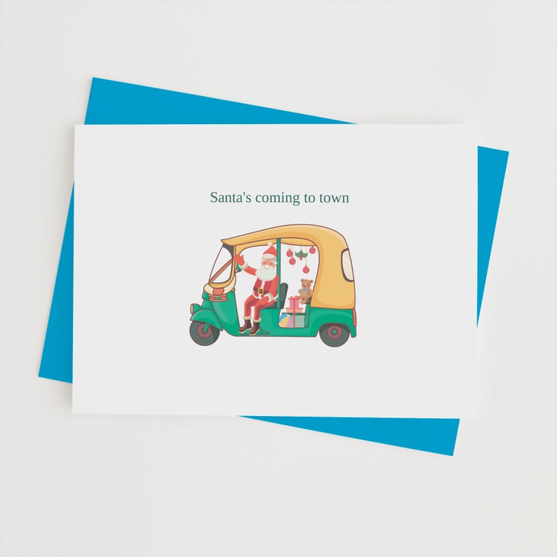 Santa's Coming to Town Christmas Card Holiday Cards Holiday Greetings ...