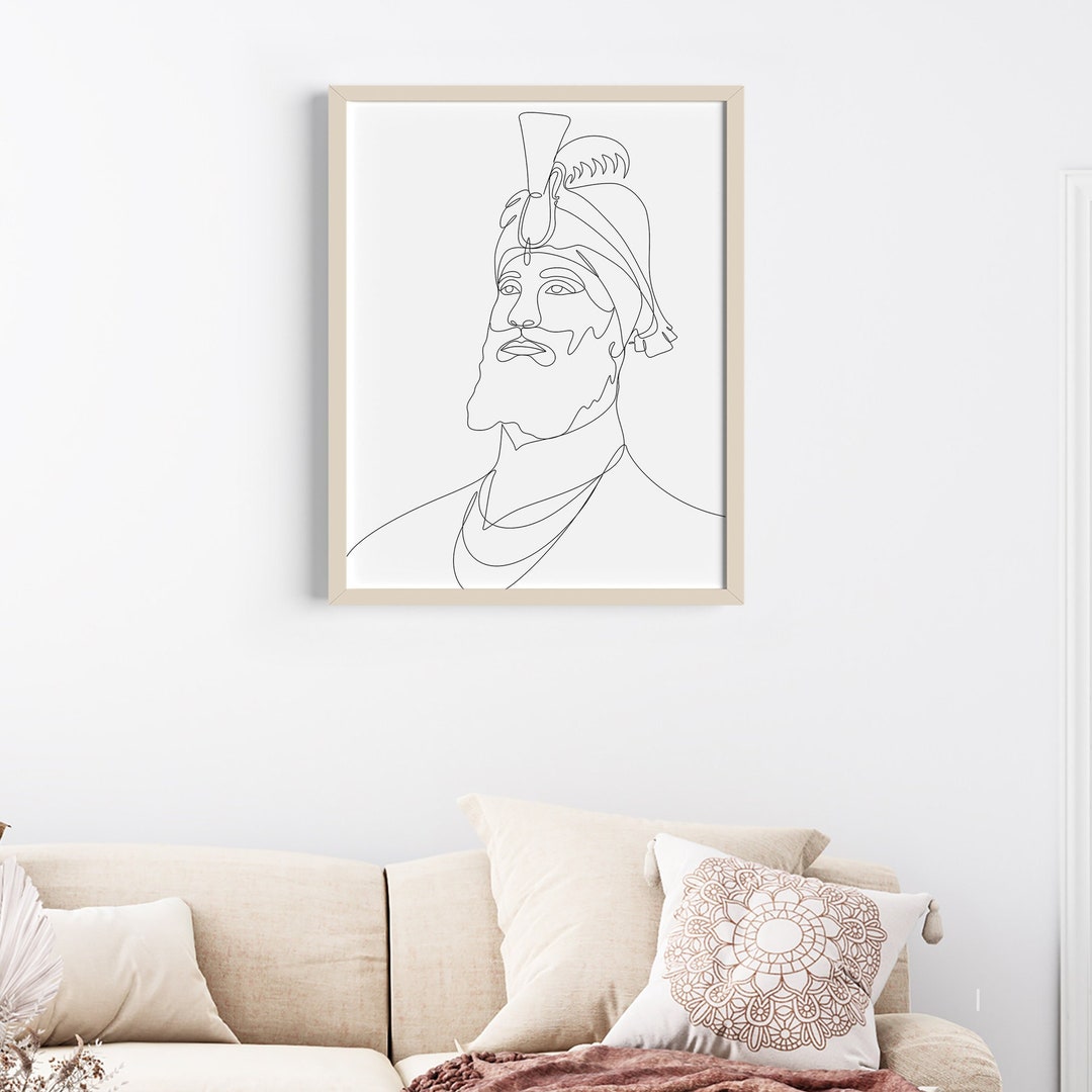 Guru Gobind Singh Ji Line Art | Modern Wall Art | Minimalist Print ...