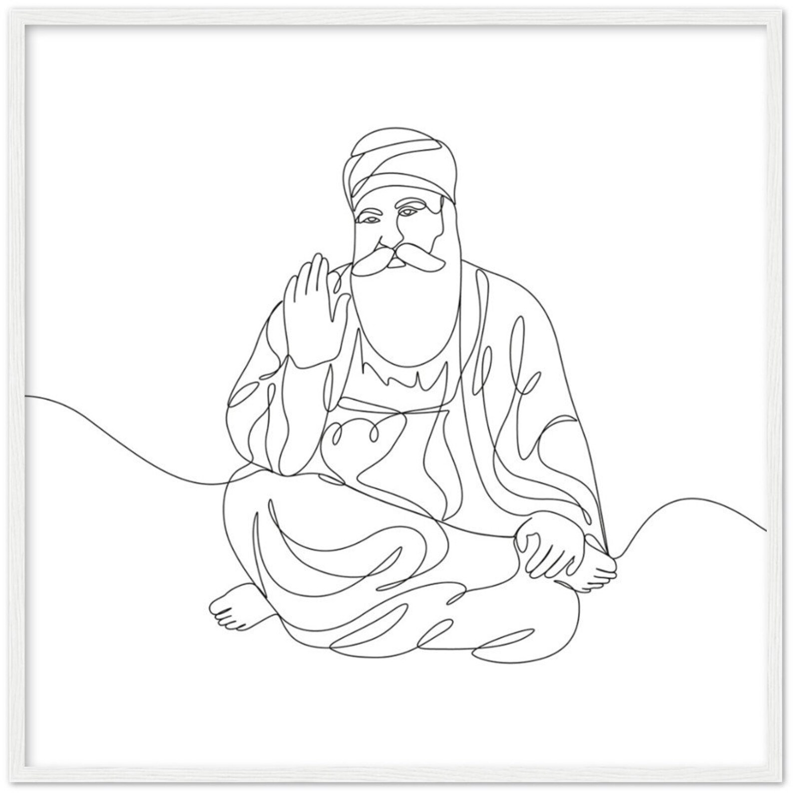 Guru Nanak Dev Ji Line Art Framed Print Meditation Wall Art - Etsy Canada