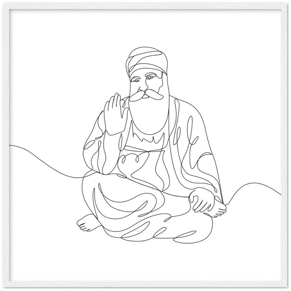 Guru Nanak Dev Ji Line Art Framed Print Meditation Wall Art - Etsy Canada
