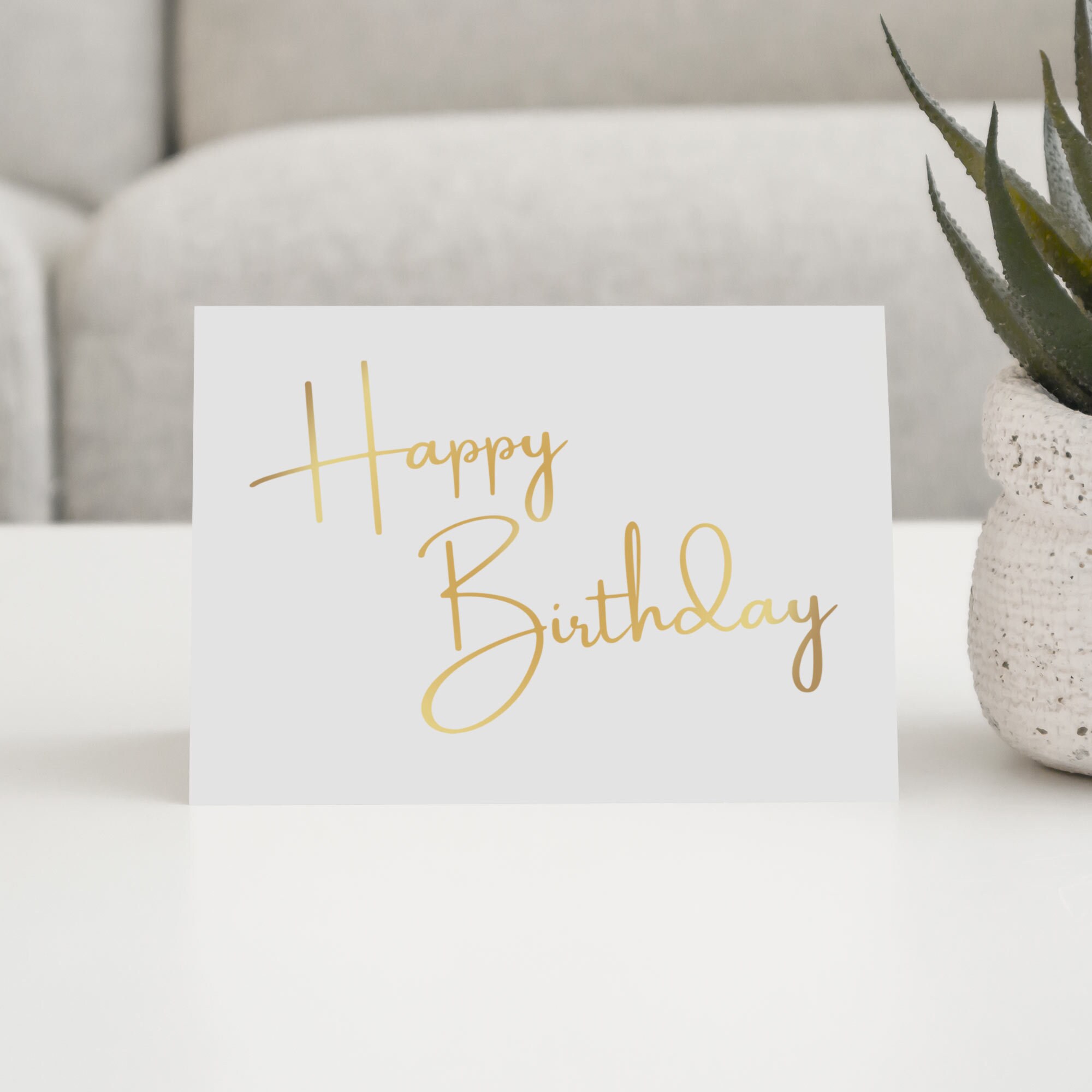 Happy Birthday Card Gold Foil Birthday Card Luxury Cards Minimalist ...