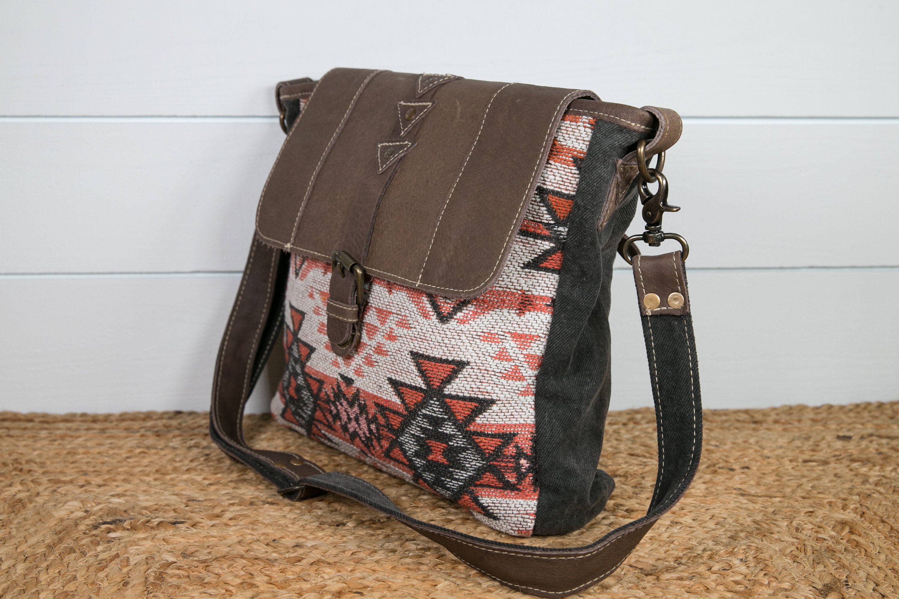 Myra Bag Maya Sky Shoulder Bag Aztec Patterned Upcycled Canvas - Etsy