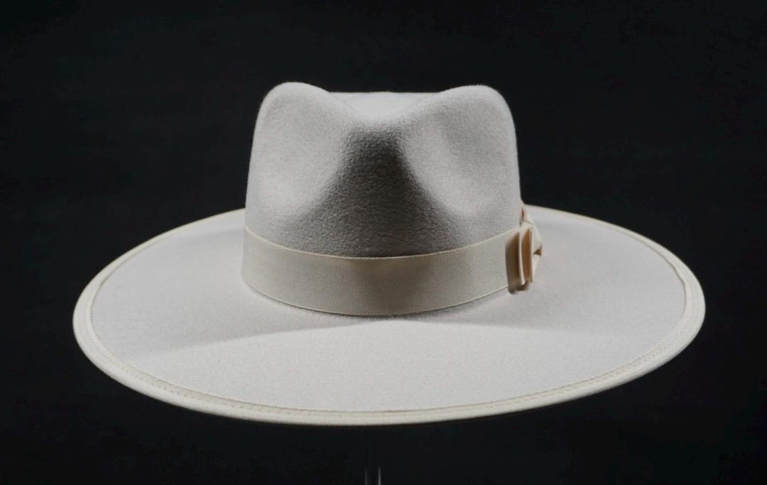 Cream Fedora Hat (56-58 Cm) (adjustable) - Etsy