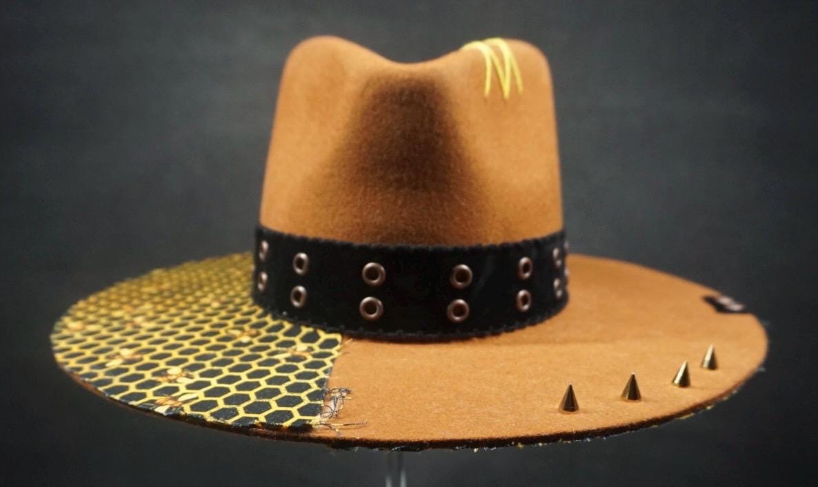 Sweet Honeycomb Fedora With Custom Fabric Above and Under Brim, Custom ...