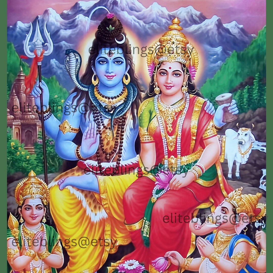 God Shiva, Goddess Parvathi With Muruga and Ganesha-handcrafted Hindu ...