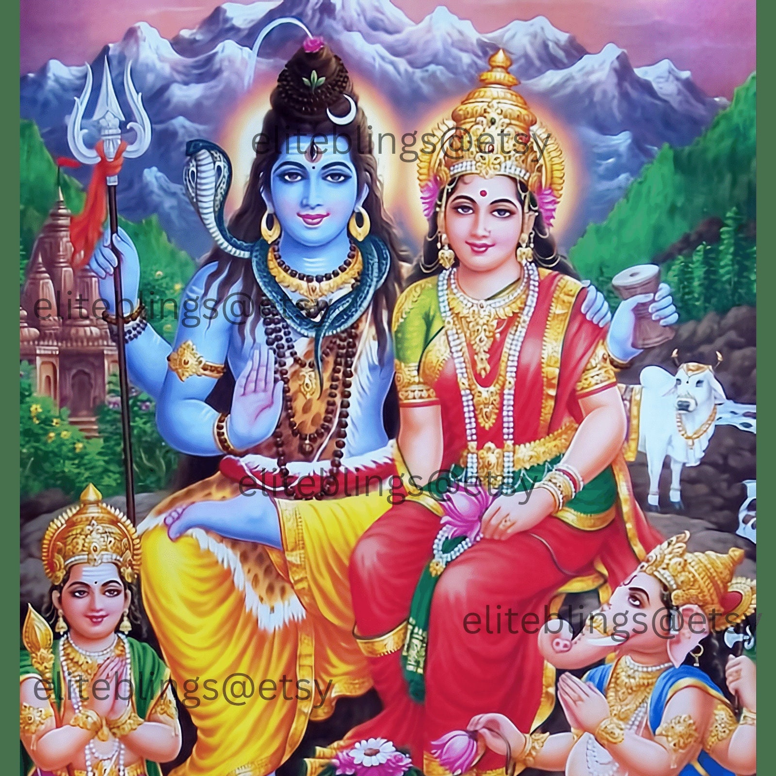 God Shiva, Goddess Parvathi With Muruga and Ganesha-handcrafted Hindu ...