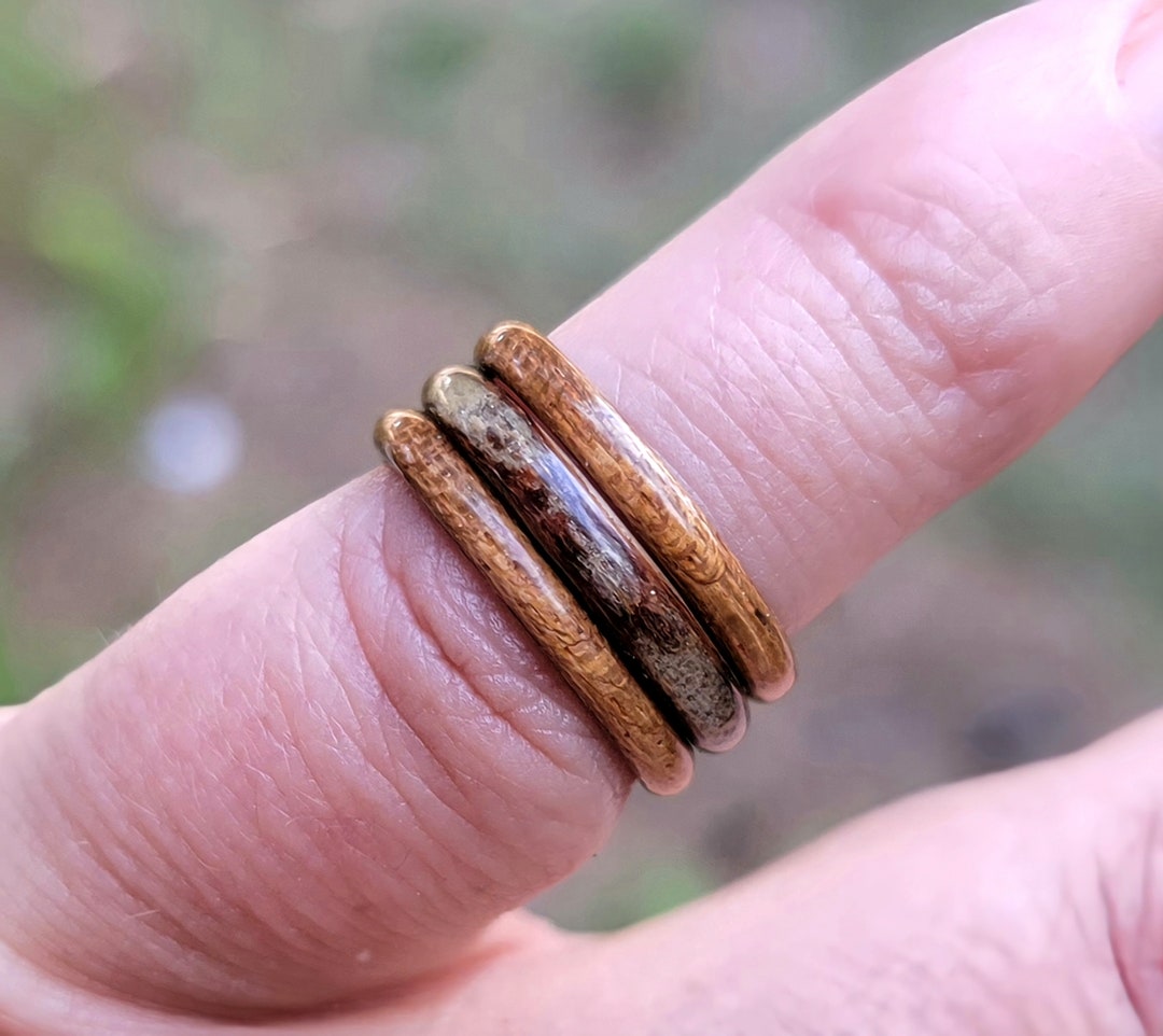 Handcrafted Wooden Rings- "trish's Stack"- Koa Bands Flanking Oak and ...