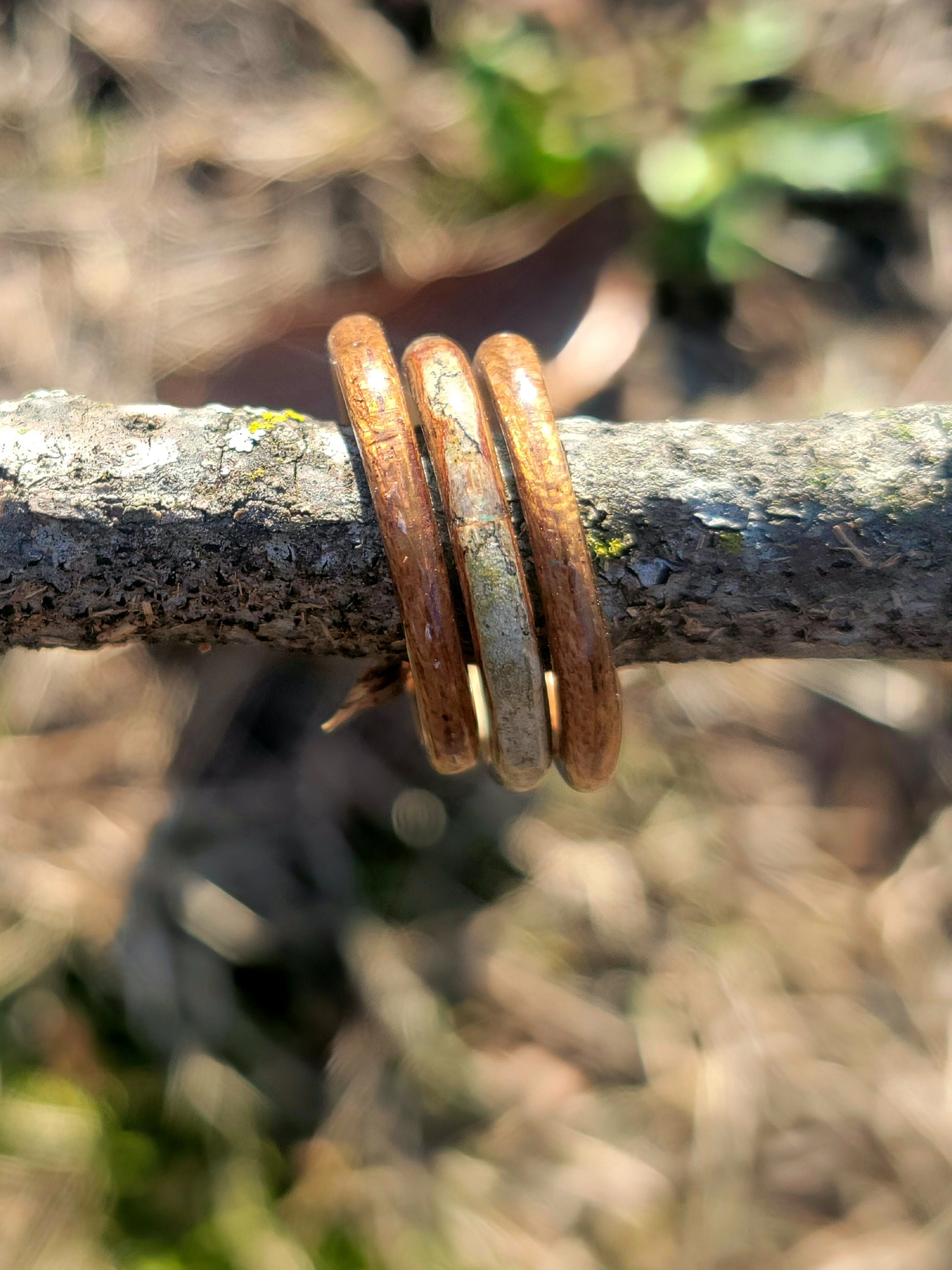 Handcrafted Wooden Rings- "trish's Stack"- Koa Bands Flanking Oak and ...
