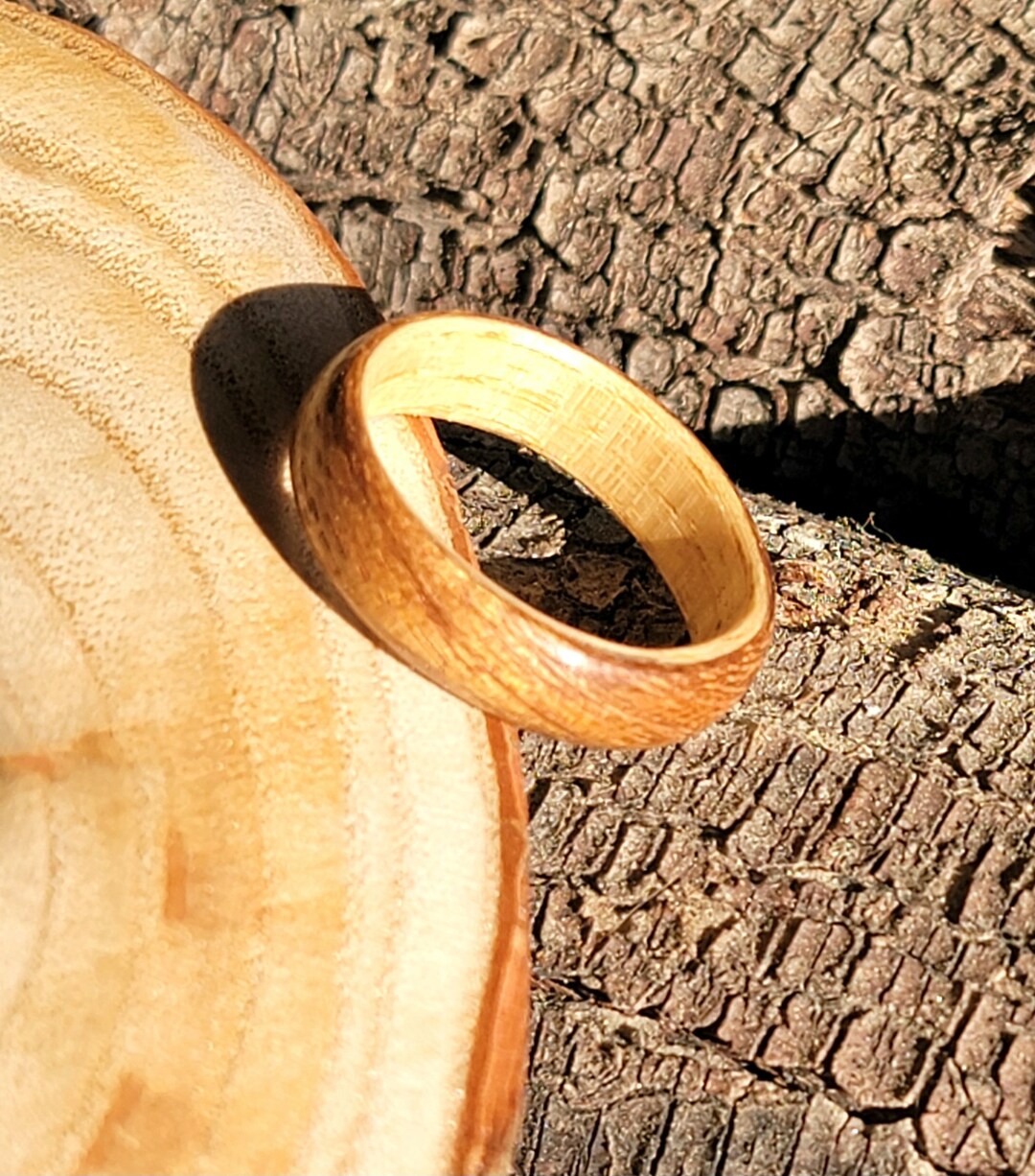Handcrafted Wooden Ring, Koa and Bamboo Band, Wedding Ring, 5th ...
