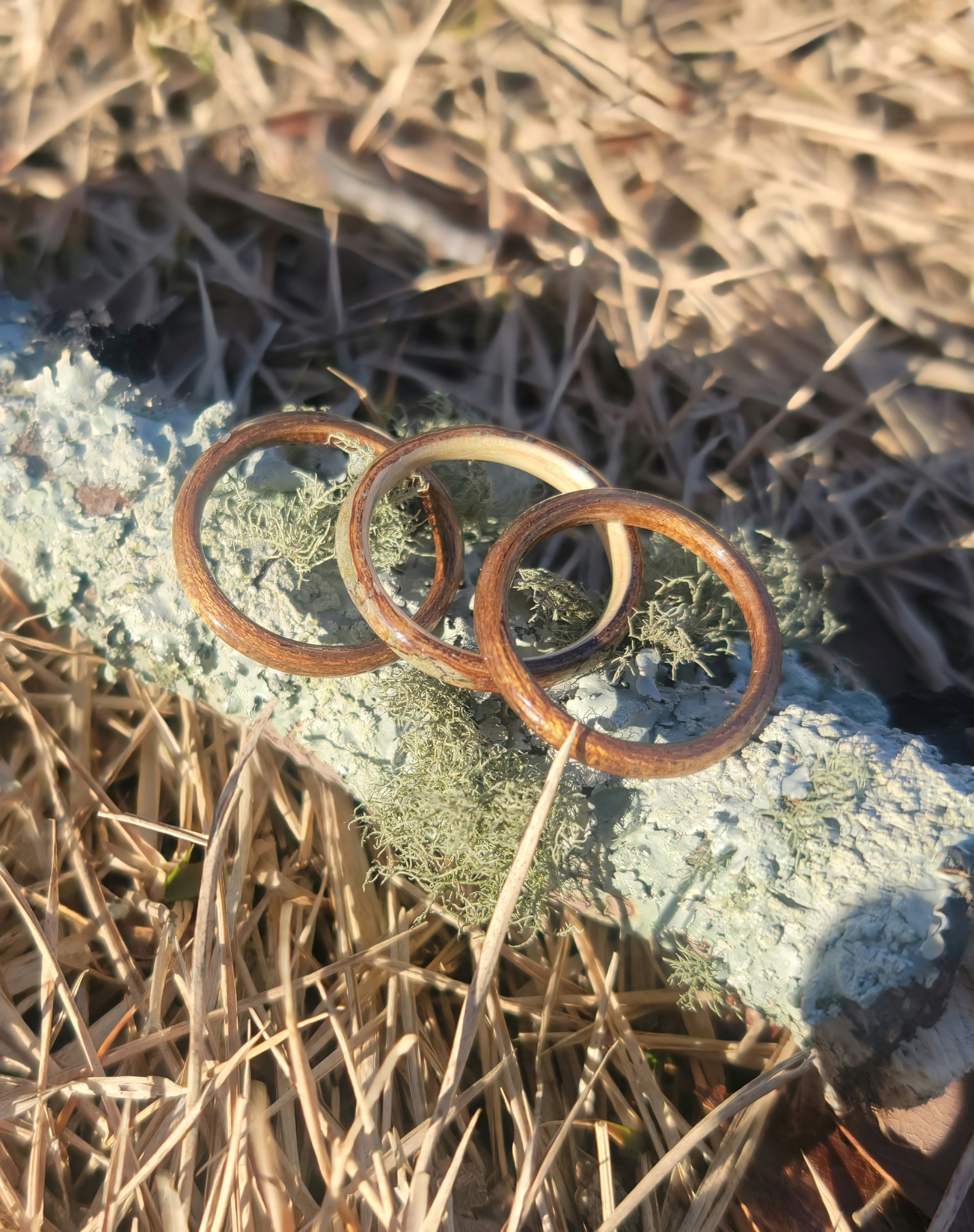 Handcrafted Wooden Rings- "trish's Stack"- Koa Bands Flanking Oak and ...