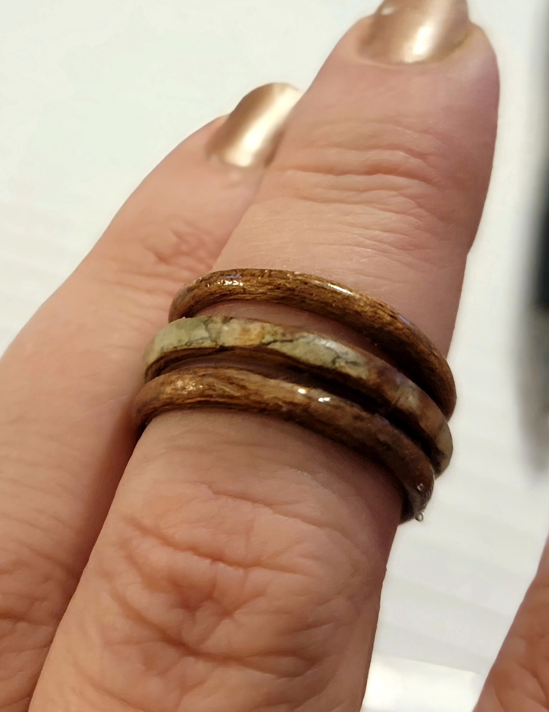 Handcrafted Wooden Rings- "trish's Stack"- Koa Bands Flanking Oak and ...