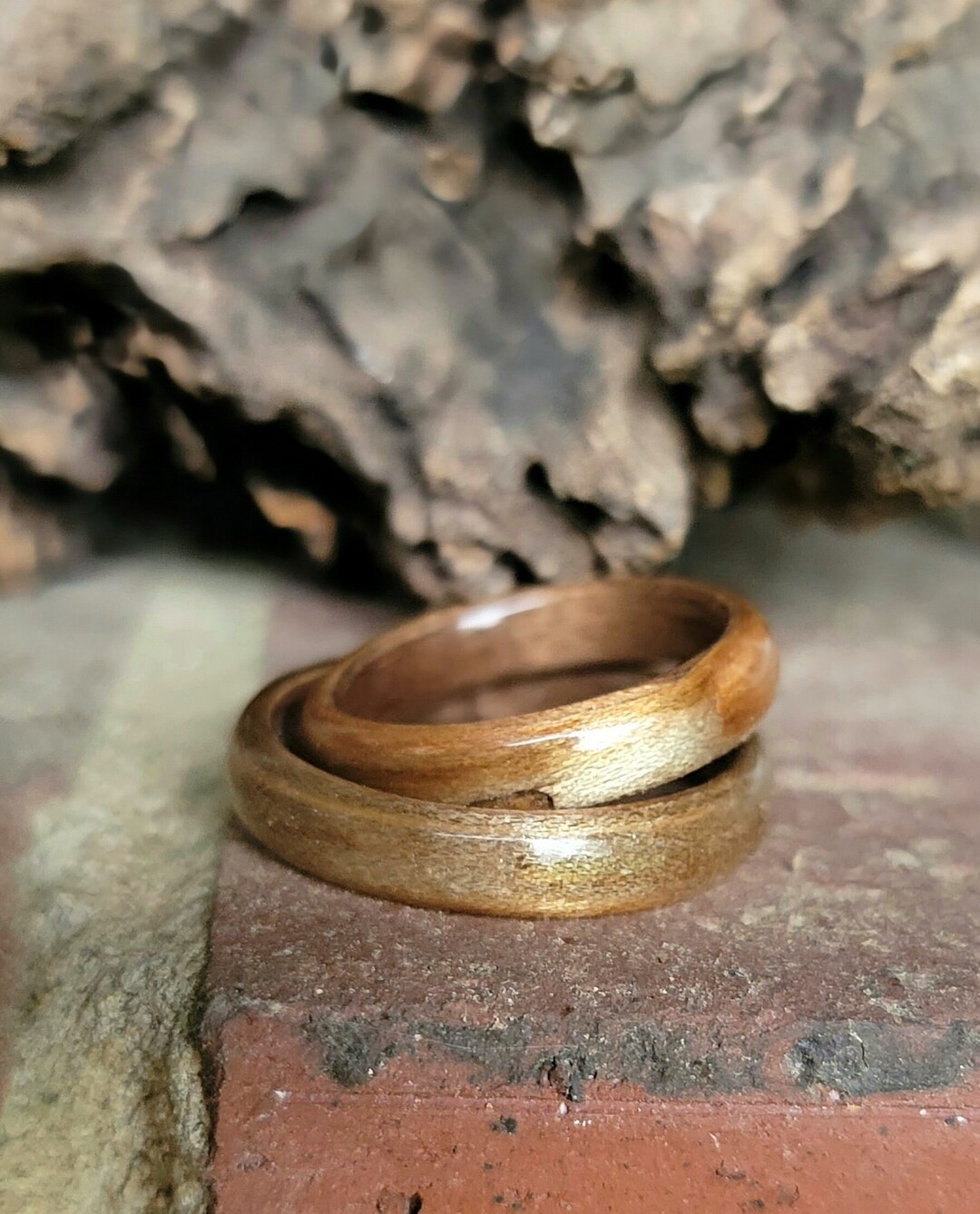 Handcrafted Wooden Band; Ambrosia Maple Over Walnut Wooden Ring - Etsy